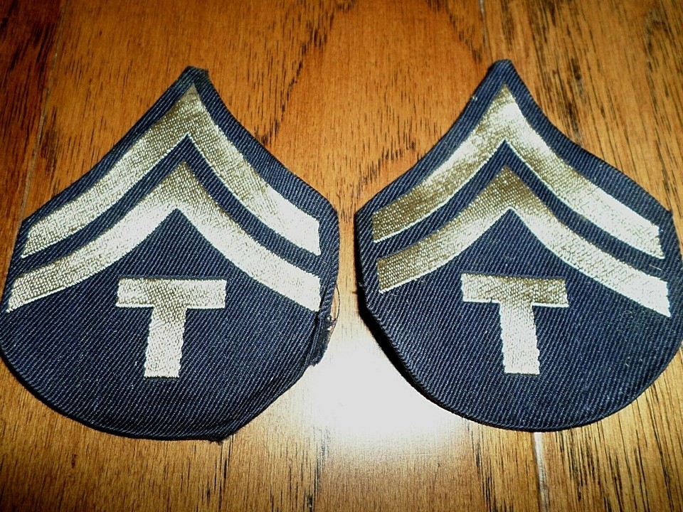 1 PAIR NEW ORIGINAL MILITARY U.S ARMY WWII TECH T-5 CORPORAL STRIPES ...