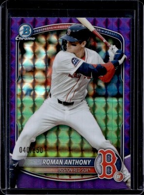 2025 Bowman Chrome Roman Anthony Prospects Purple Geometric Refractor ...