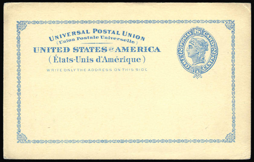 US #UX13 2¢ Liberty Postal Card in the large size, corner wrinkling or ...