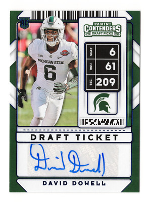 2020 Panini Contenders Draft Picks Draft Ticket Blue Foil David Dowell ...