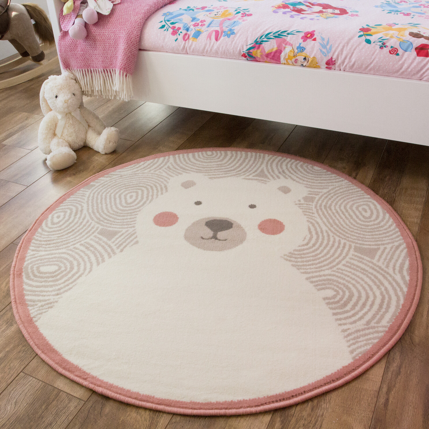Childrens Bedroom Rugs Round Circle Nursery Rug Soft Easy Clean Kids ...