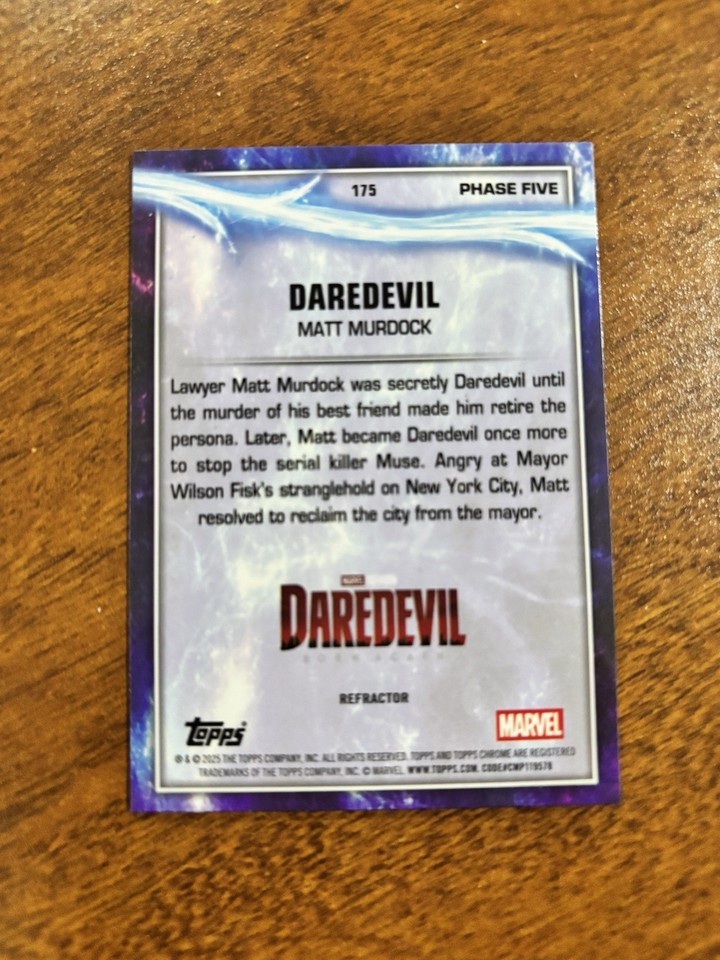 2025 Topps Chrome Marvel Studios Daredevil #DD-1 REFRACTOR Daredevil ...