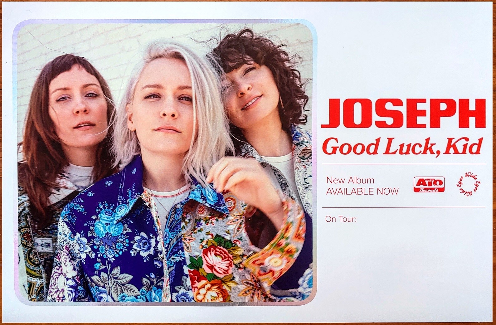 JOSEPH Good Luck Kid Ltd Ed RARE Tour Poster +BONUS Folk Rock Pop Indie ...