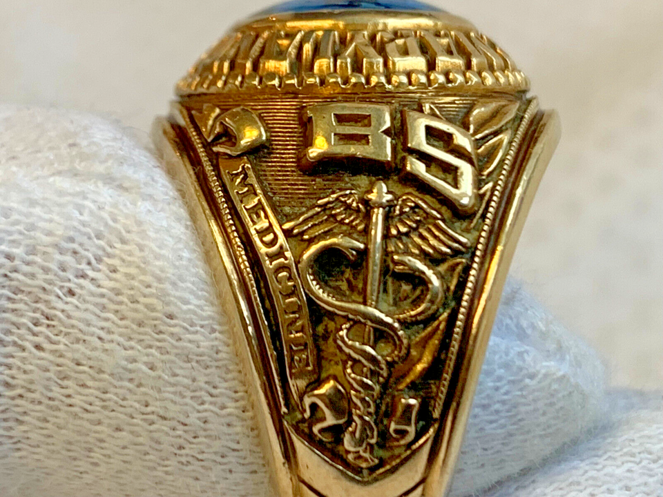 1972 University of Maryland Medicine Ring 10K Gold 17.58g Sz 7 Sapphire ...