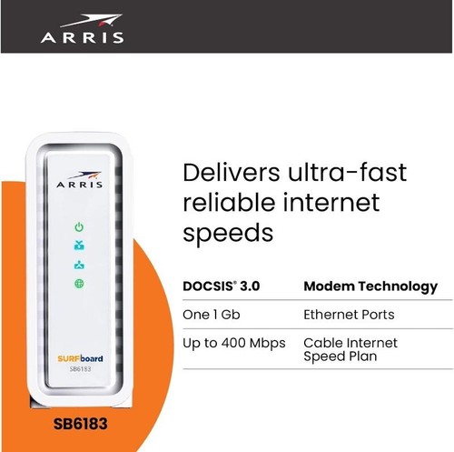 ARRIS Surfboard SB6183 DOCSIS 3.0 Cable Modem Compatible WIth Spectrum ...