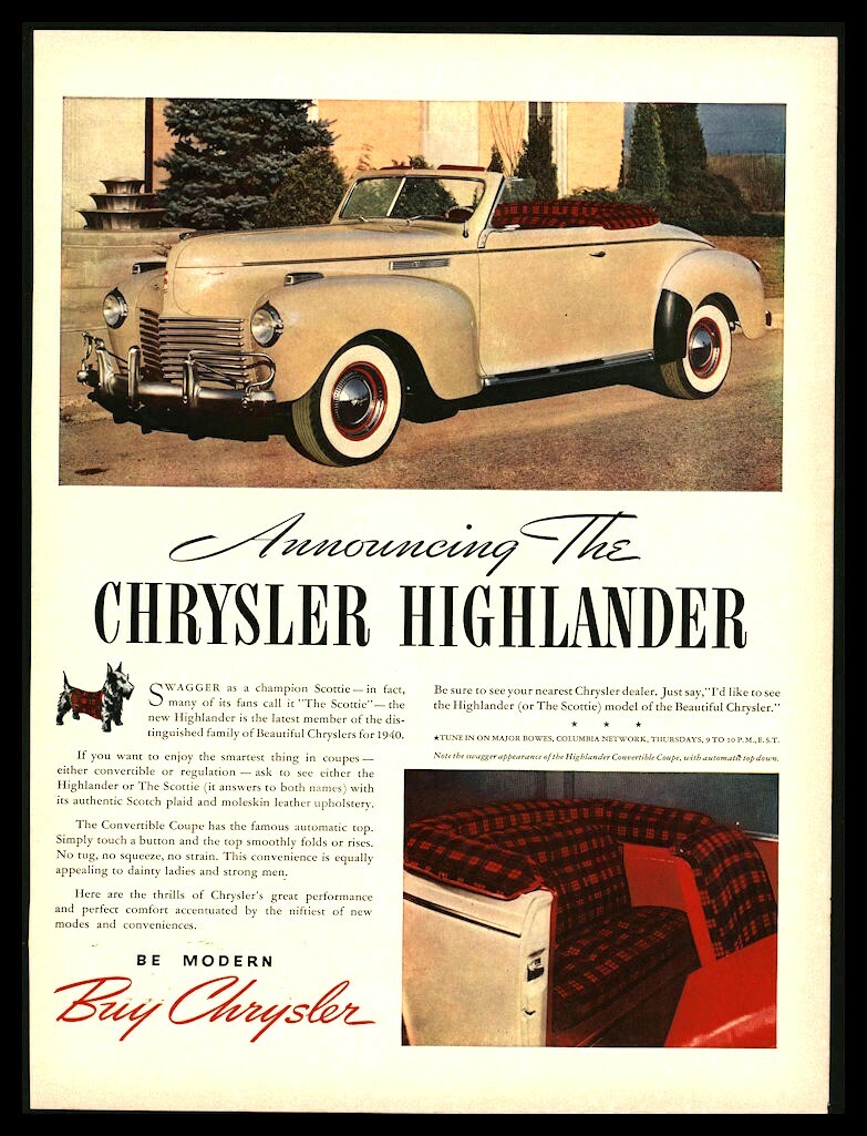 Original 1940 Chrysler Highlander Vintage Magazine Print Ad | eBay