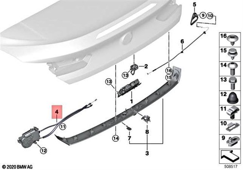 Genuine BMW G15 840dX M850iX Coupe Soft Close Aid Rear Lid 51247462715 ...