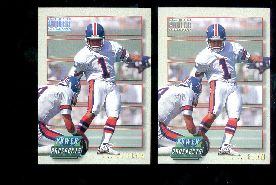 1993 Pro Set Power JASON ELAM Denver Broncos Rookie Card + Gold Insert ...
