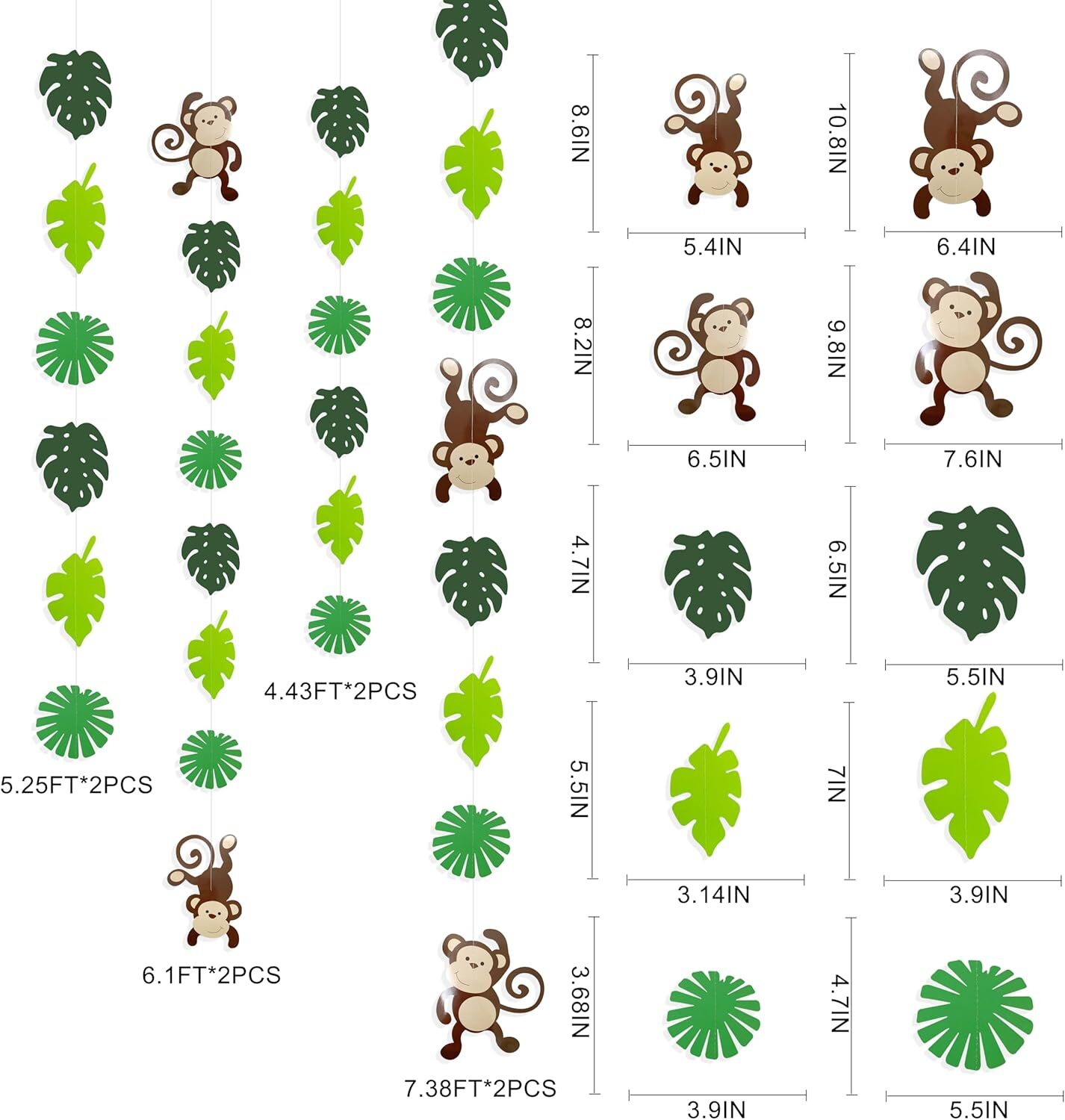 Monkey Palm Leaves Cutouts Garland Jungle Party Decorations Monkeys | eBay