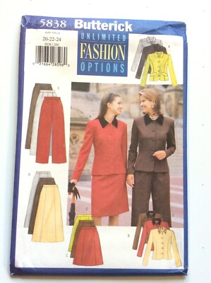 Butterick 5838 Misses'/Misses' Petite Top, Skirt & Pants Sizes 20-22-24 ...