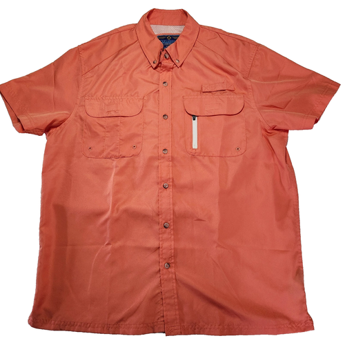 XCASTER Men’s L Orange Fishing Shirt UPF Vented Outdoor Button Down ...