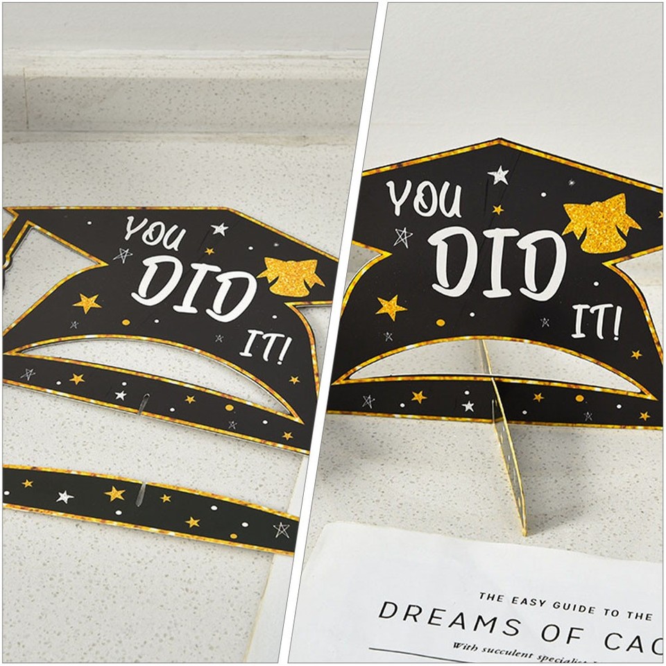 2 Pcs Desktop Adornment Paper Graduation Prop Table Decorations Cap ...