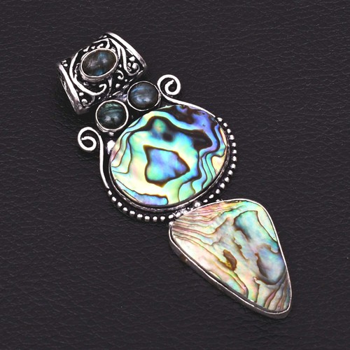 Abalone Shell Labradorite Gemstone Ethnic Handmade Pendant Jewelry 2.8 ...