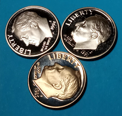 3x DEEP CAMEO PROOF Roosevelt Clad Dimes 10C: 1994S, 1991S and 1983S | eBay