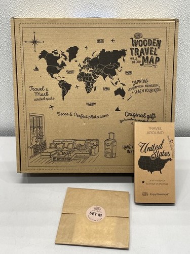 Enjoy The Wood 3D Wooden USA Map Large W/ Flag Push Pins New | eBay