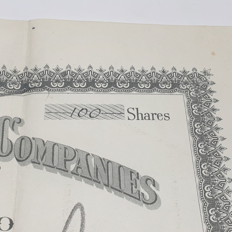 Vintage Gold Coast Associated Companies 100 Shares Certificate Number ...
