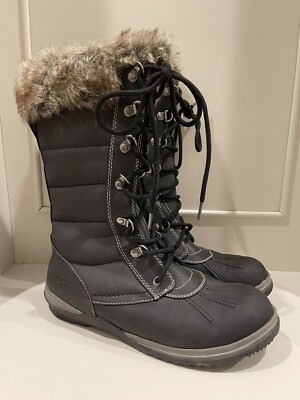 Blondo Waterproof Gray Black Tall Winter Boots With Zipper Faux Fu Sz 9 ...