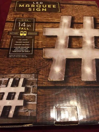Hashtag LED marquee sign # New in Box 14" H light lighted Home Decor | eBay