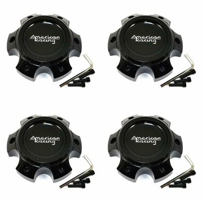 4 American Racing Gloss Black Wheel Center Hub Caps for 5/6Lug AR933 ...