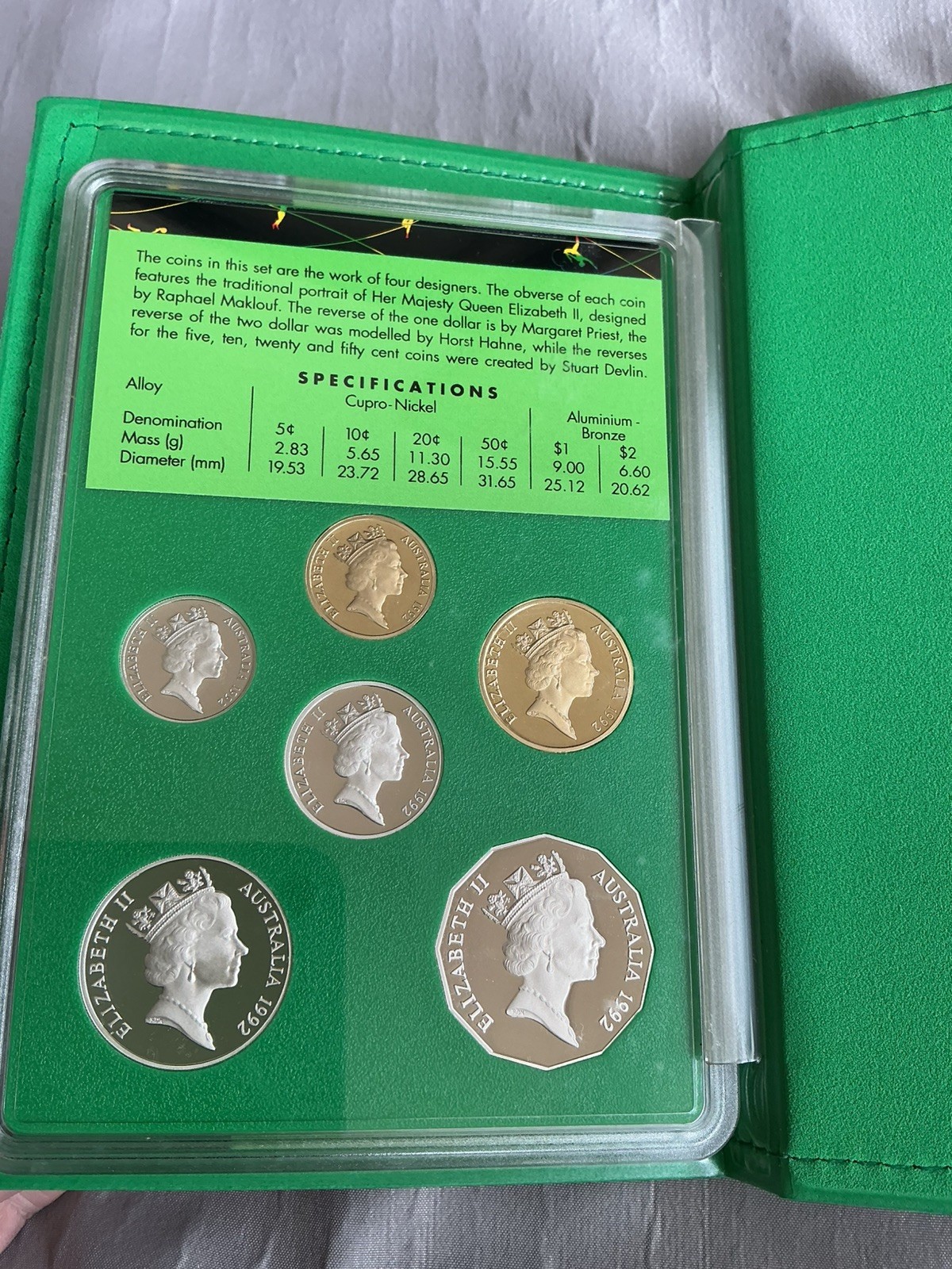 Royal Australian Mint 1992 Proof Coin Set RAM Australia Decimal Coins ...