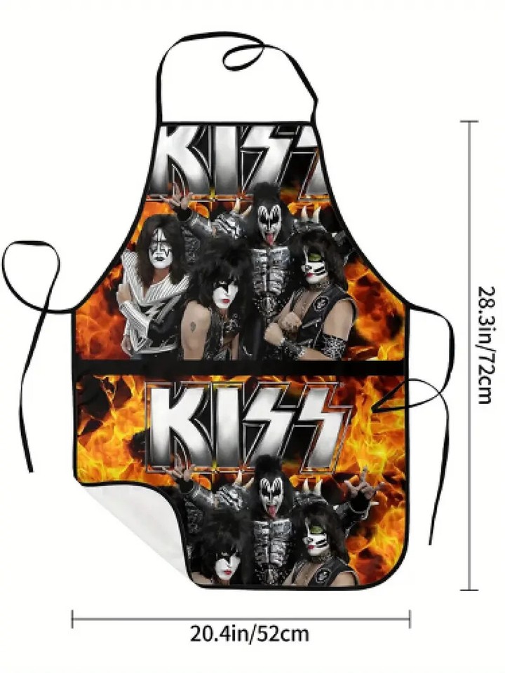 *NEW* VINTAGE KISS BAND POLYESTER ROCK AND ROLL APRON 28.3" x 20.4 ...