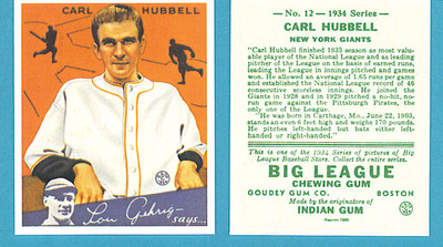1934 Goudey Reprint #12 Carl Hubbell Card - New York Giants | eBay