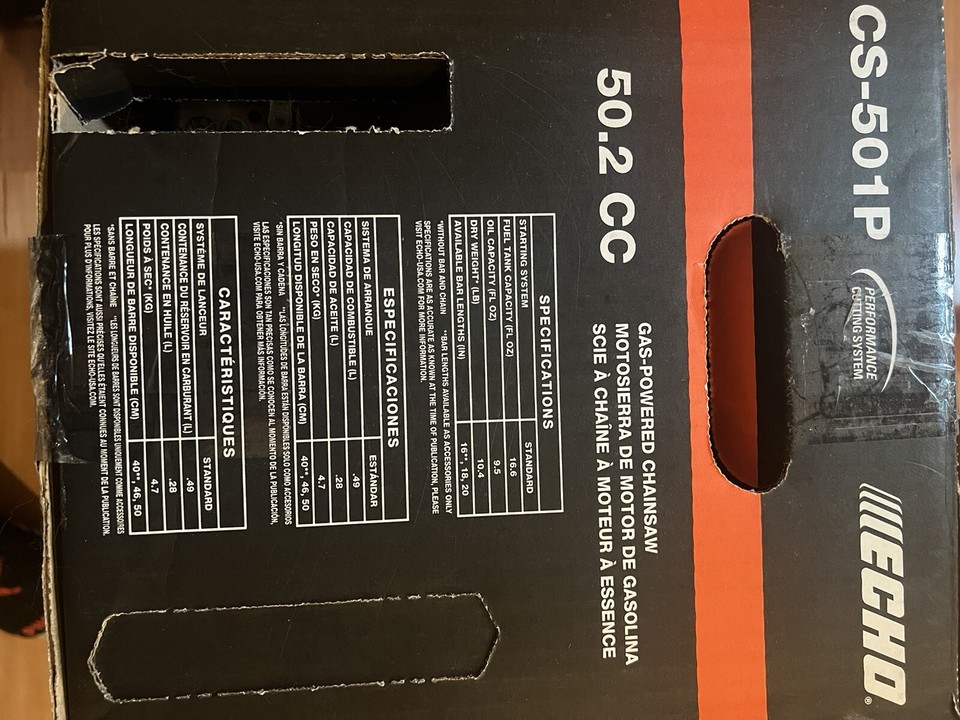 20" Echo CS-501P X Series Portable Gas Powered Cordless Chainsaw CS ...