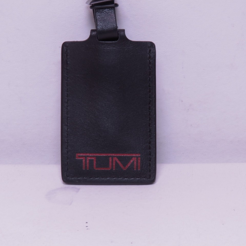Tumi Black Leather Luggage Name Hang Tag Buckle Red LOGO | eBay