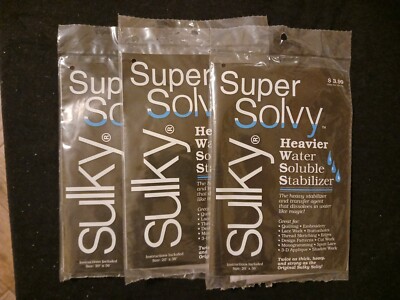 Lot of 3 Sulky 405-01 Super Solvy Water-Soluble Stabilizer-20"X36 ...