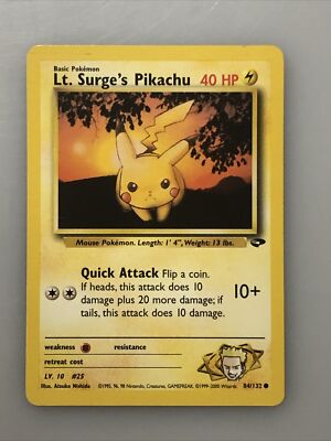 Pokémon TCG Lt. Surge's Pikachu Gym Challenge 84 1st Edition Common NM ...