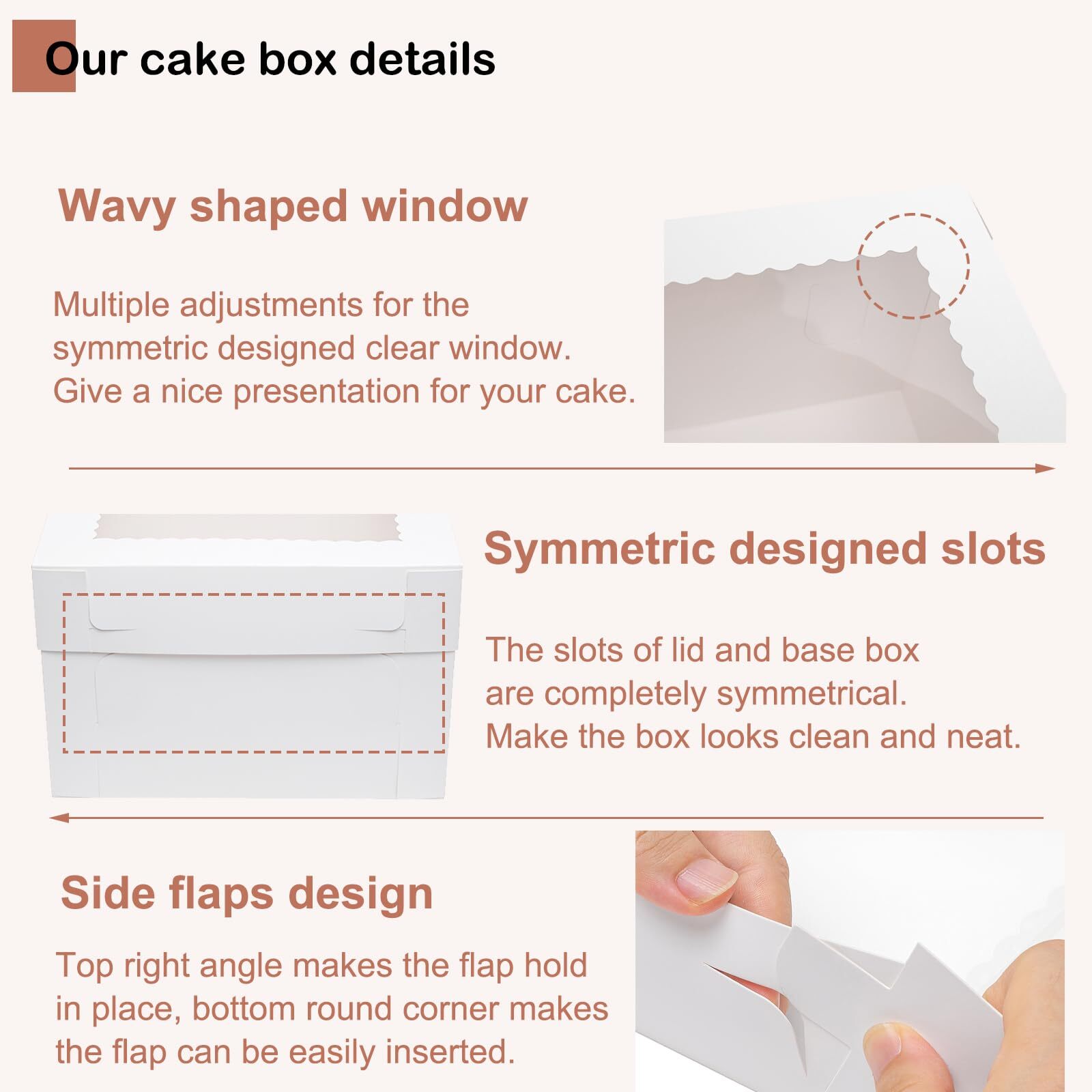 10pcs Cake Boxes 12 Inch 12x12x12 Tall Cake Boxes For Tier Cakes With ...