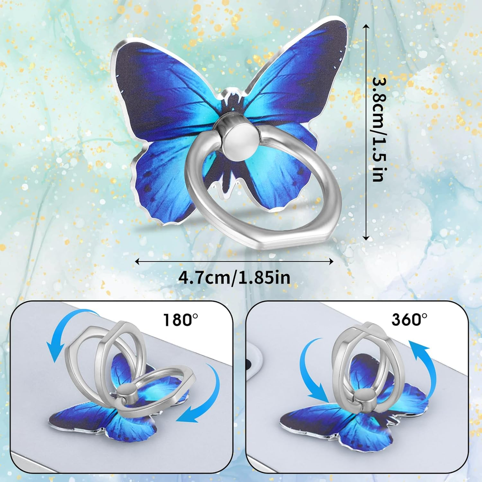 4Pcs Butterfly Cell Phone Ring Stand Holder Cute Metal Butterfly Shaped ...