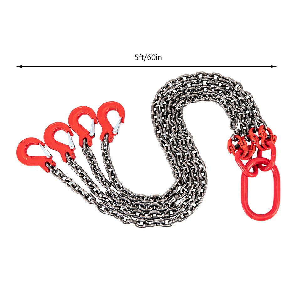 5Ton Chain Sling 5/16" in 4 Legs with Sling Hooks G80 Lifting Chain ...