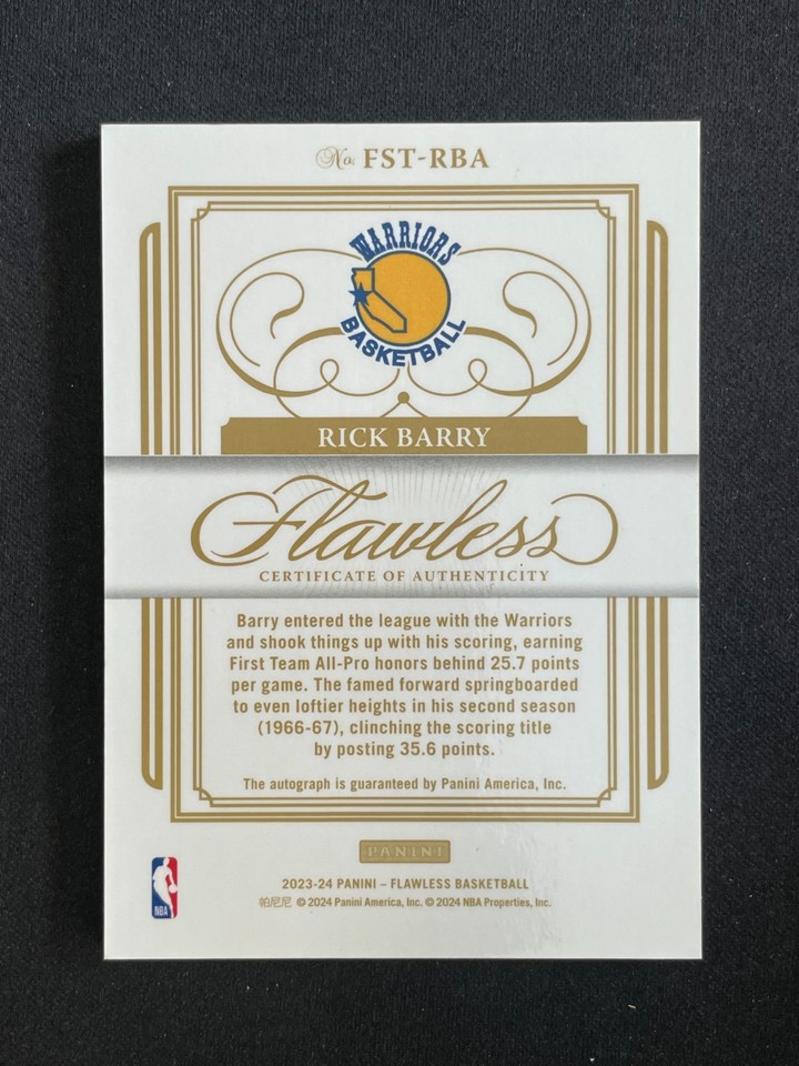 Rick Barry 2023-24 Panini Flawless Scoring Title Autographs Red 14/15 # ...