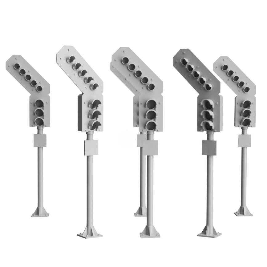 Model Railway layout Scenery - 3 Light Aspect Signals with feather LH ...