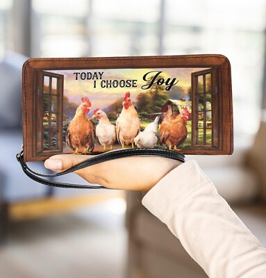 Personalized Chicken Rooster Leather PU Clutch Purse, Chicken Family ...