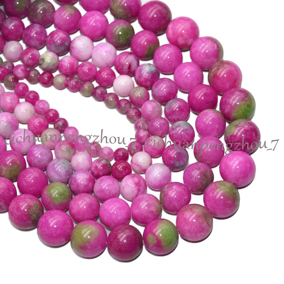 Natural Red Green Multicolor Jade 6/8/10/12/14mm Round Gemstone Loose ...