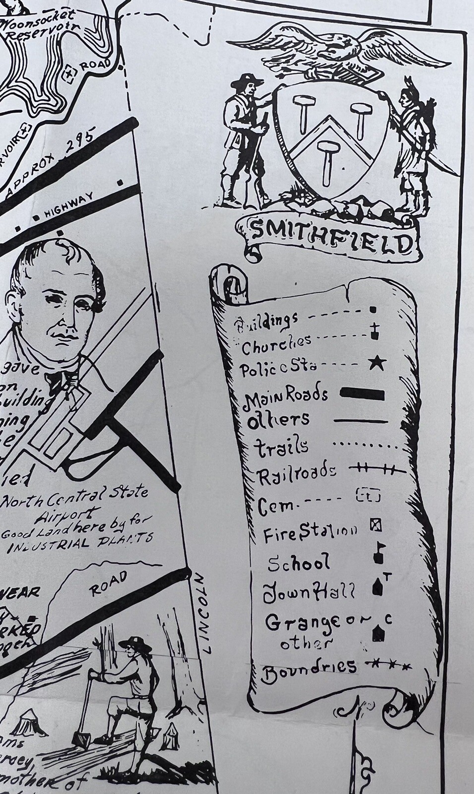 Bill Turner Double Sided Original Map Of Smithfield Rhode Island 1965 ...