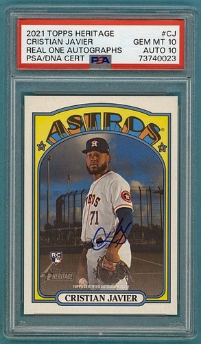 2021 Topps Heritage Cristian Javier Real One Autographs #CJ PSA 10 ...