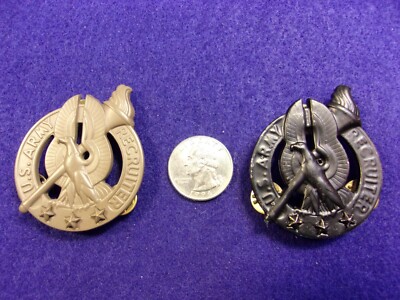 PAIR OF SIMILAR "U.S.ARMY RECRUITER" MILITARY HAT, LAPEL, UNIFORM PINS ...