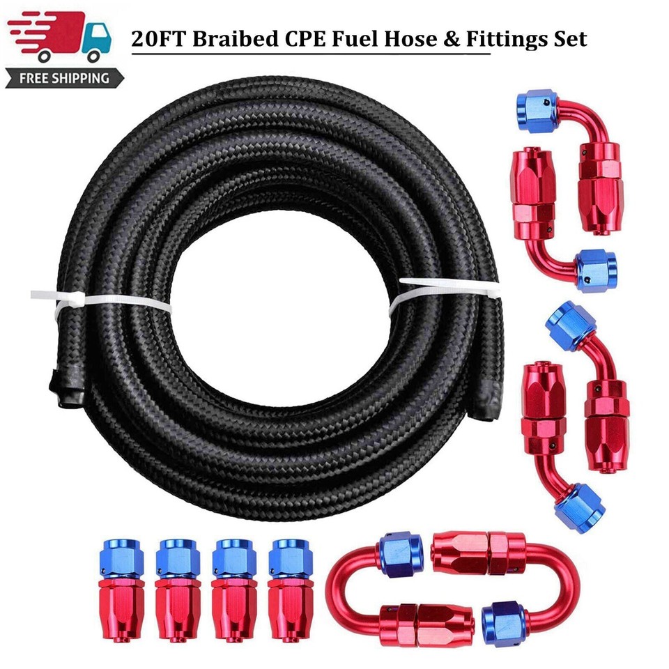 20ft Stainless Steel Nylon Braided 4/6/8/10AN CPE Fuel/Oil Hose Line ...
