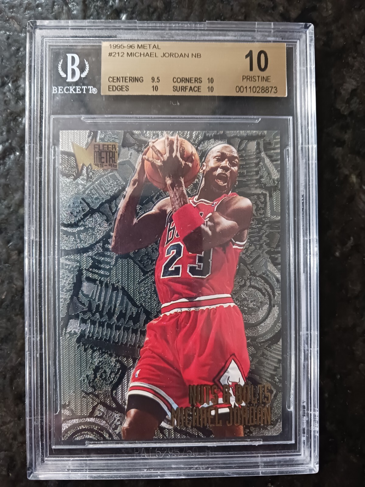 BGS 10 MICHAEL JORDAN 1995-96 FLEER METAL Nuts & Bolts Bulls HOF GOAT ...