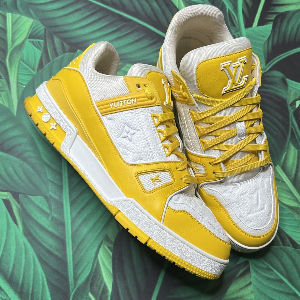 Louis Vuitton Trainer Low ‘white Yellow’ Sz- 9LV 10 Mens | eBay