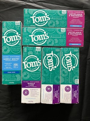 Lot of six (6) Tom's Toothpaste (please read below regarding expiration ...