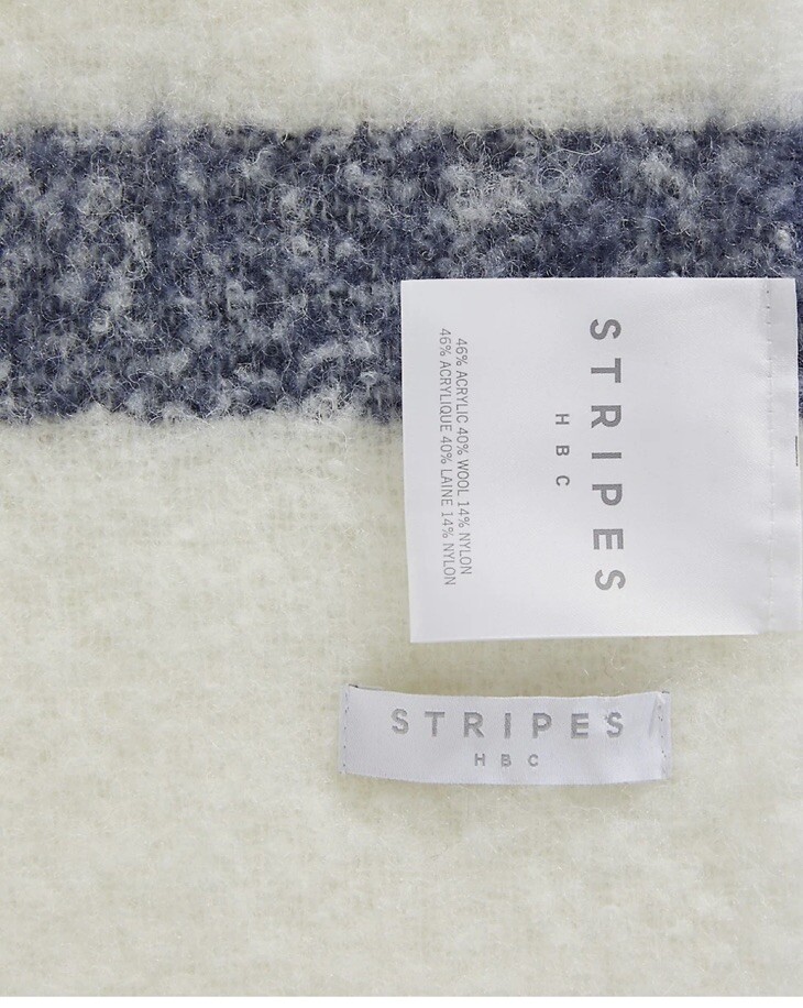 Hudsons Bay/ HBC Stripes Multistripe Fuzzy All-Season Wool Throw ...