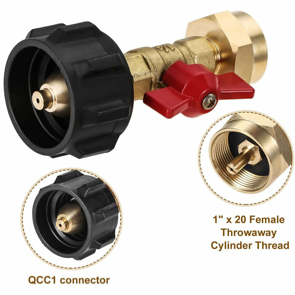 Grill QCC1 Gasflasche Tank Propan Nachfülldruck Adapter mit ON-Off ...