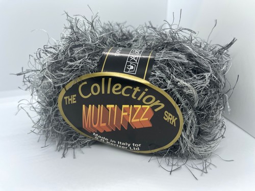 Silver Grey Black Eyelash Yarn Kertzer SRK Multi Fizz #607 Polyester 50 ...