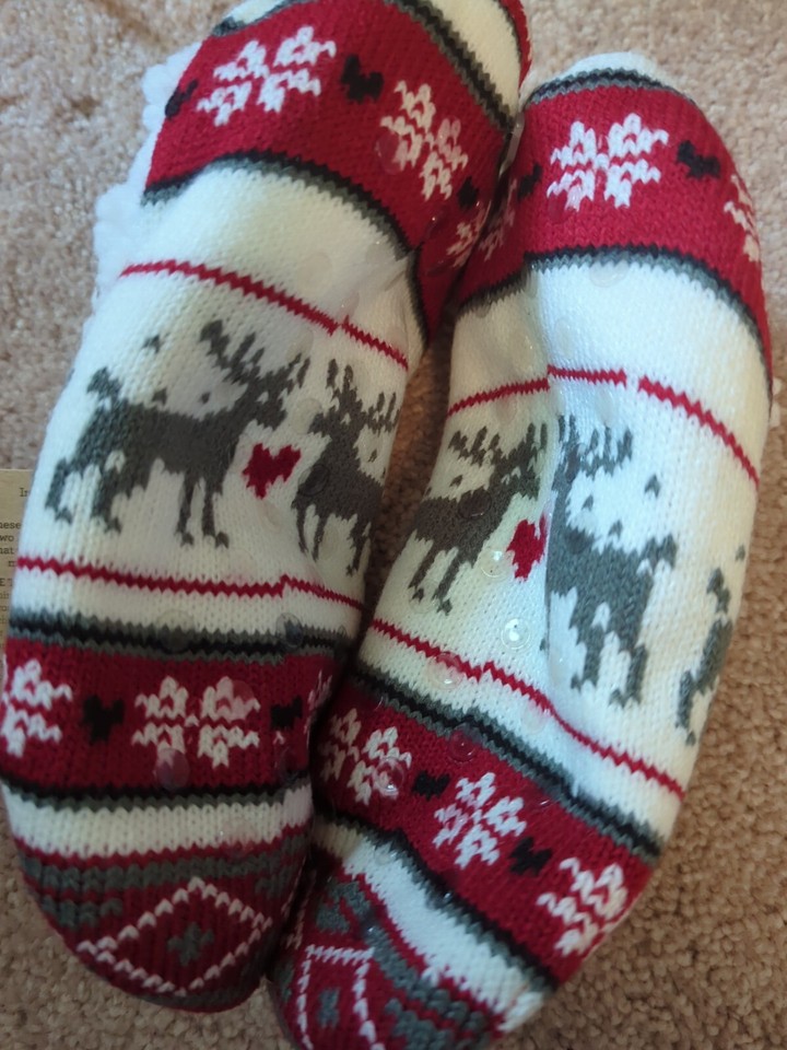 SPA BELLA SHERPA SLIPPERS RED & WHITE SHEA BUTTER INFUSED | eBay
