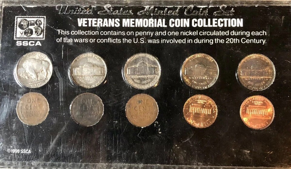 VETERANS MEMORIAL COIN COLLECTION IN CASE RARE ORIGINAL GREAT CONDITION ...