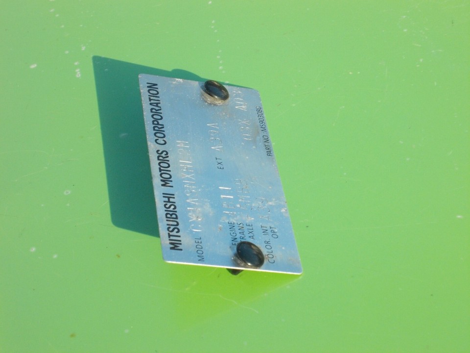 MITSUBISHI LANCER 2008 MOTOR ID TAG GTS MS903080 OEM ENGINE 4B11 TRANS ...